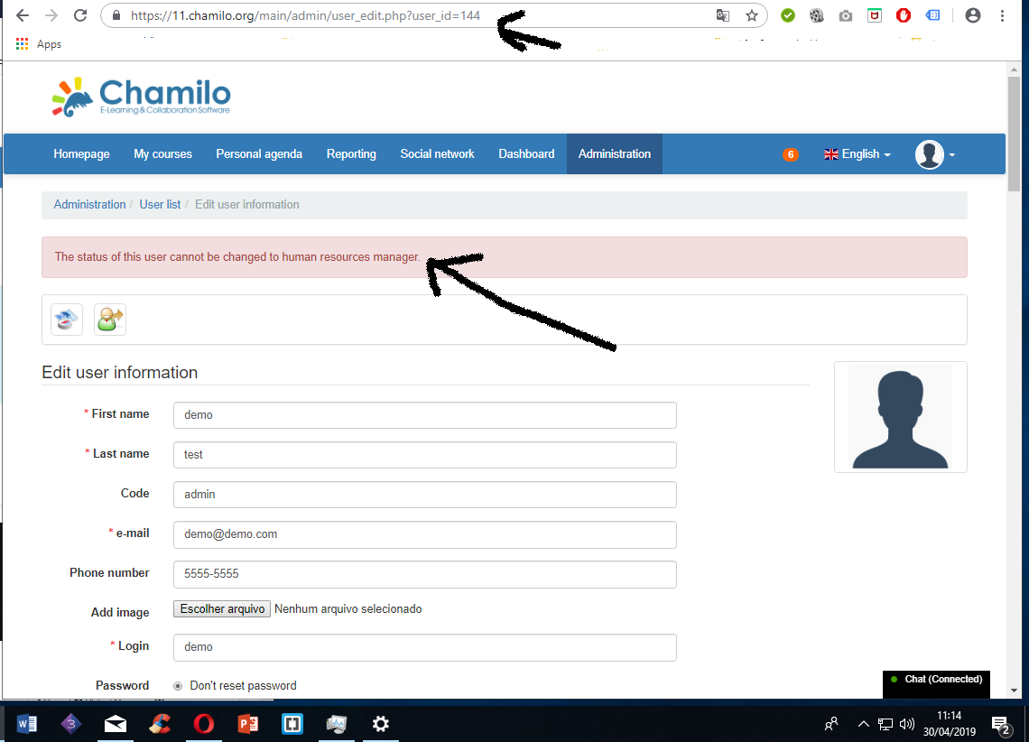I can no longer change the profile created for HR · Issue #2892 · chamilo/chamilo-lms · GitHub