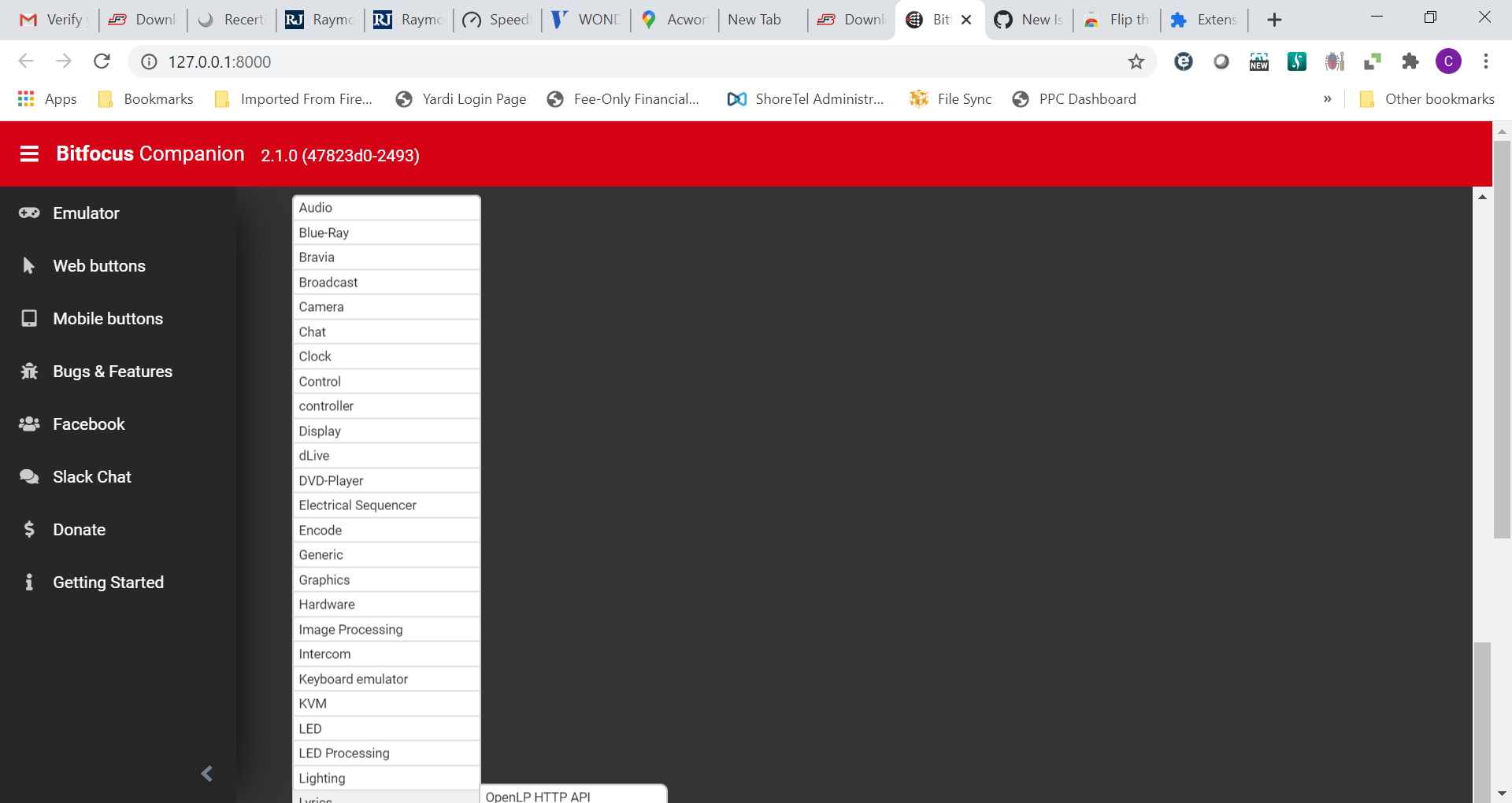 Gui New Instance Selector Issues In Chrome · Issue 1171 · Bitfocus