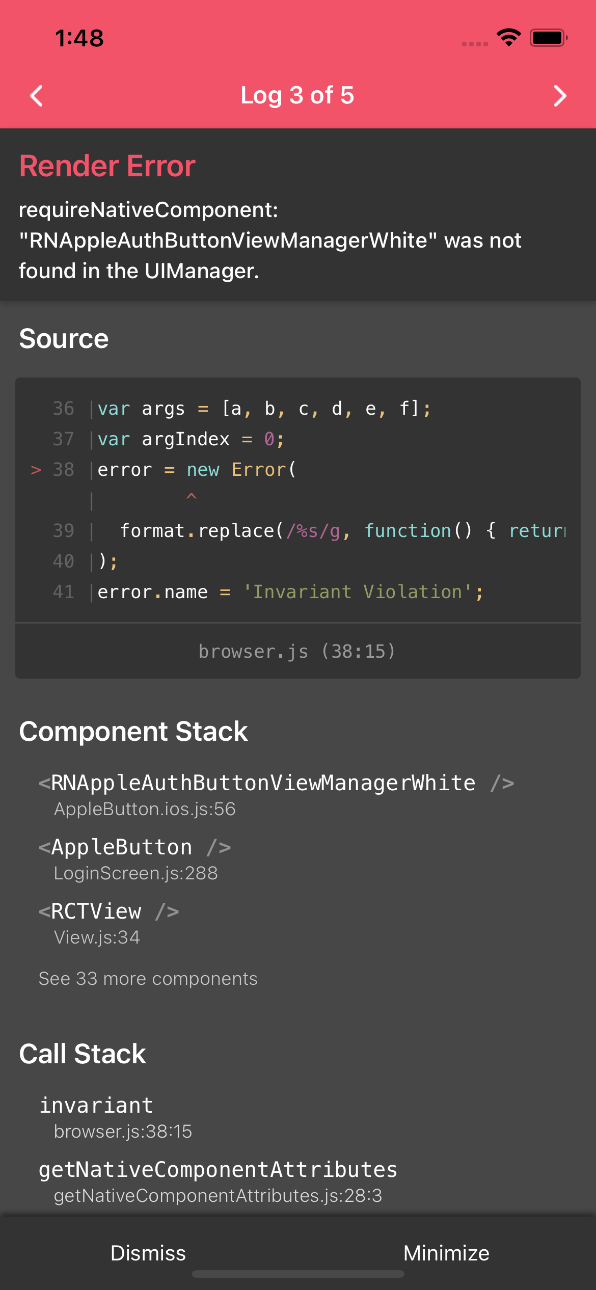 "RNAppleAuthButtonViewManagerWhiteContinue" was not found in the UIManager · Issue #48 ...