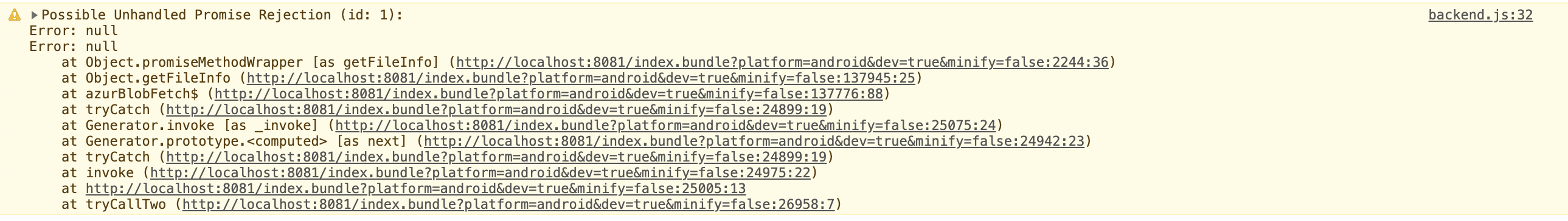 Possible Unhandled Promise Rejection · Issue #2 · blazerroadg/react-native-azure-blob-storage ...