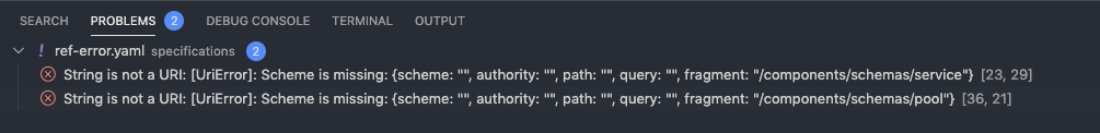 $ref flagged as error when (apparently) valid · Issue #31 · 42Crunch/vscode-openapi · GitHub