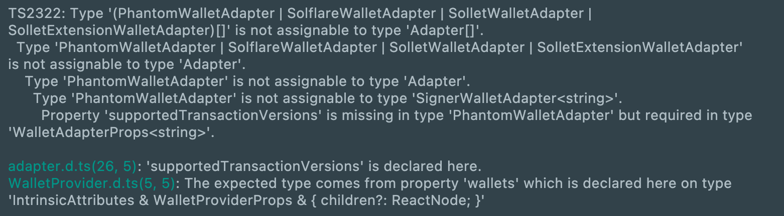 Type '(PhantomWalletAdapter | etc..)[]' is not assignable to type 'Adapter[]'. · Issue #586 ...