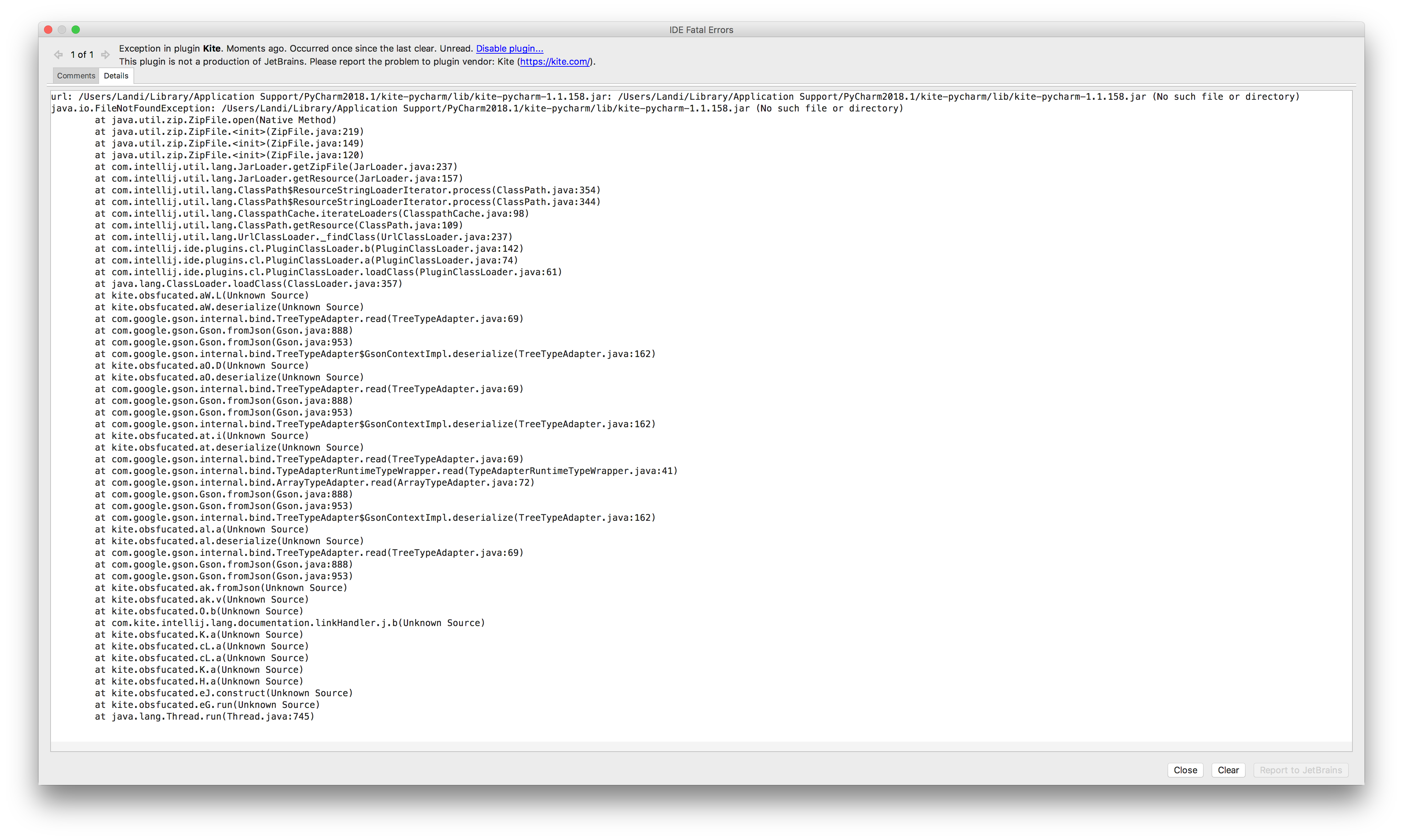 IntelliJ PyCharm plugin crash · Issue #107 · kiteco/issue-tracker · GitHub