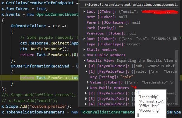 Unable to get Roles Claims on client · Issue #1615 · IdentityServer ...