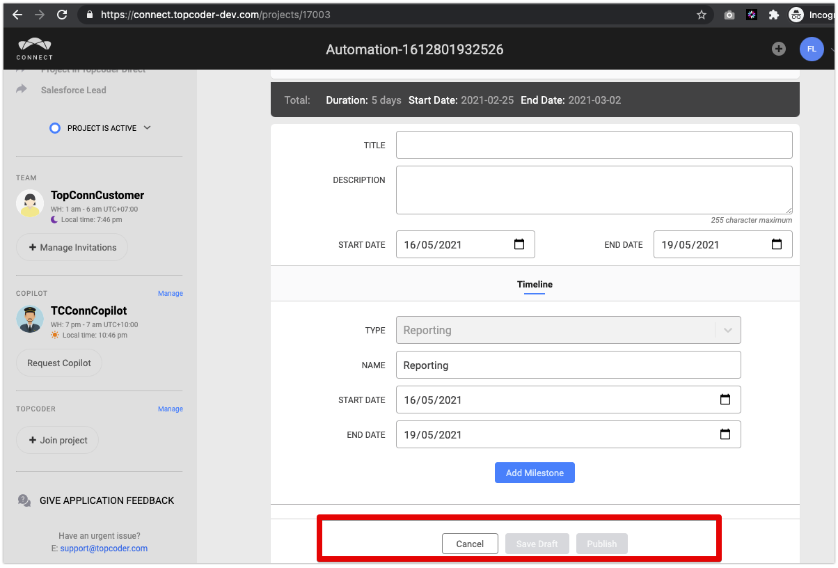 [$10] Cancel button in Add Milestone form does not work · Issue #4362 · appirio-tech/connect-app ...