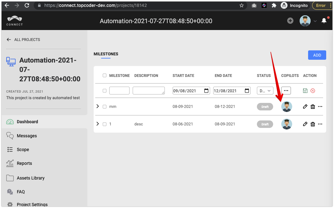Milestone Management : Copilots · Issue #4439 · appirio-tech/connect-app · GitHub