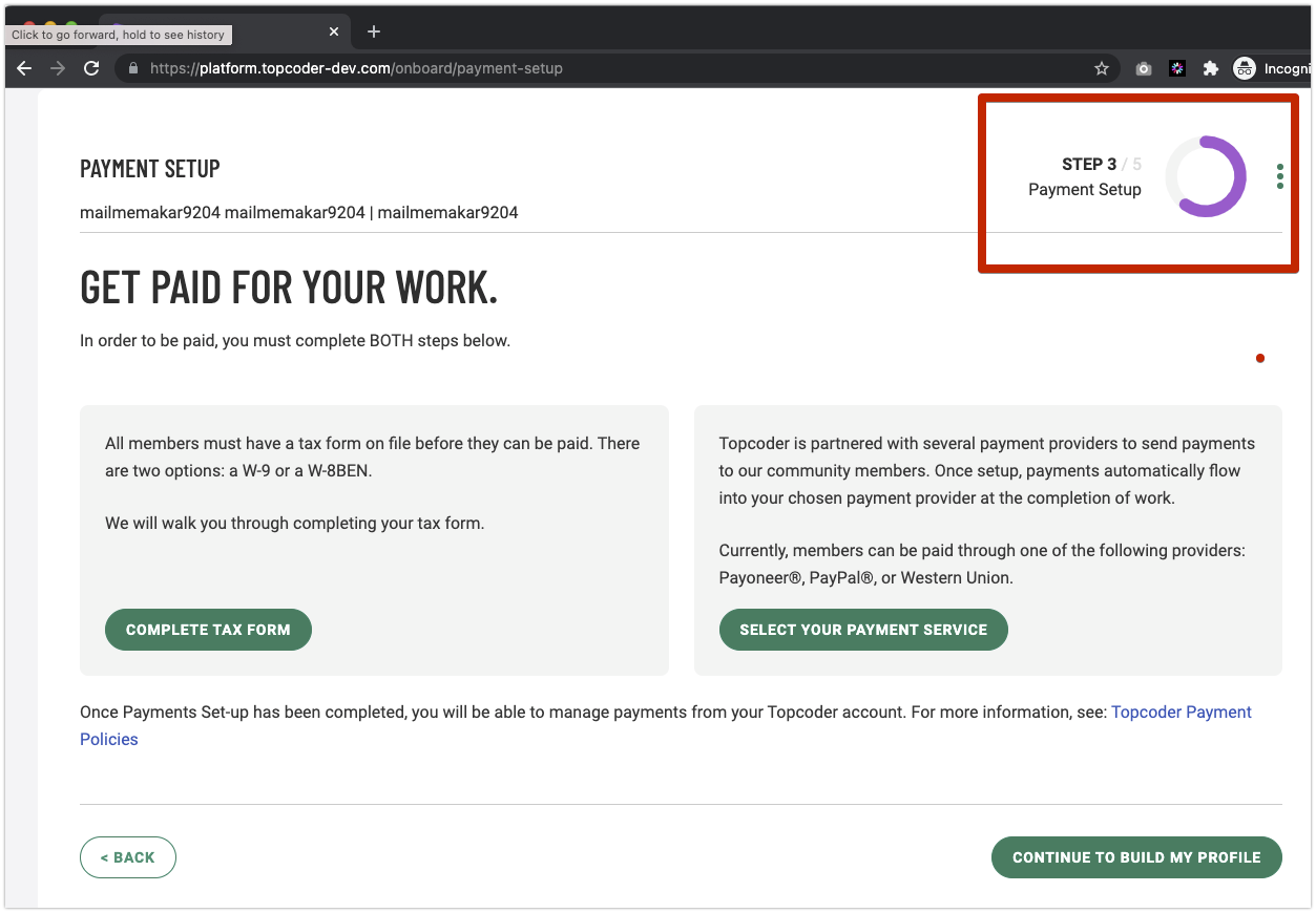 Page Continuously Loading On Clicking The Continue To Payment Setup Button · Issue 108