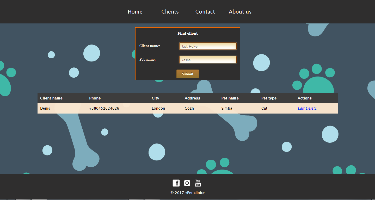 GitHub - denyskryvytskyi/Pet-Clinic: Web pet clinic in Java