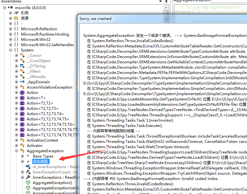 System.BadImageFormatException: Invalid coded index. · Issue #1877 · icsharpcode/ILSpy · GitHub