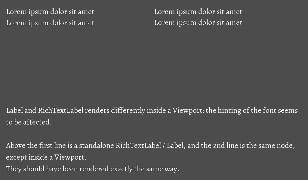 Label + RichTextLabel renders differently in Viewports · Issue #67983 · godotengine/godot · GitHub