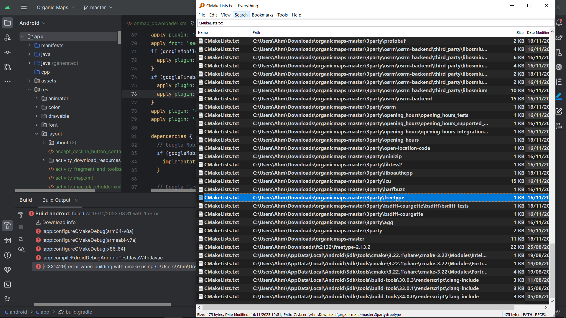 How to fix the Organic Maps Run/Build Apk CMake Error in Android Studio? · Issue #6603 ...