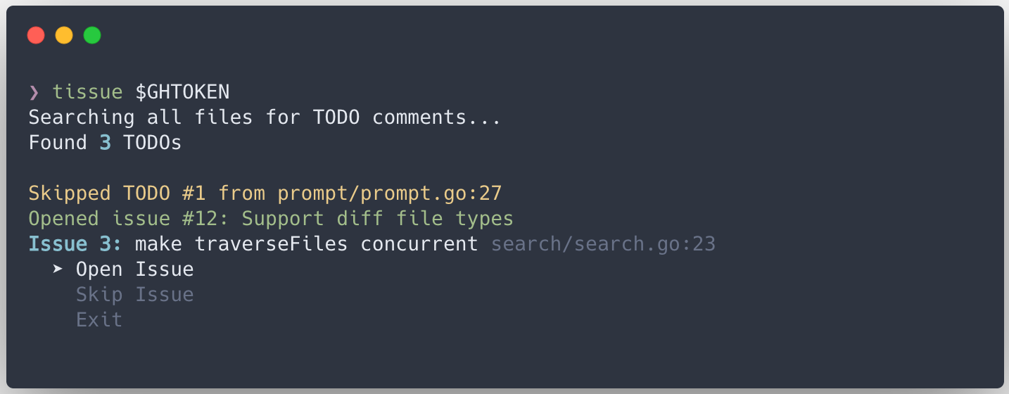 GitHub - rkabani19/tissue: CLI to convert TODO's in your repositories into GitHub issues.