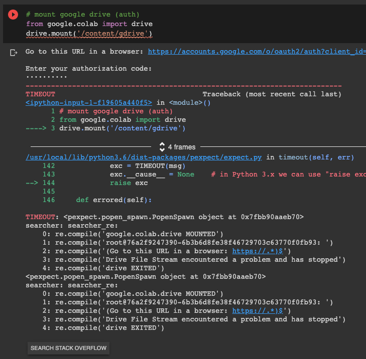 Google Drive mount timeout · Issue #1547 · googlecolab/colabtools · GitHub