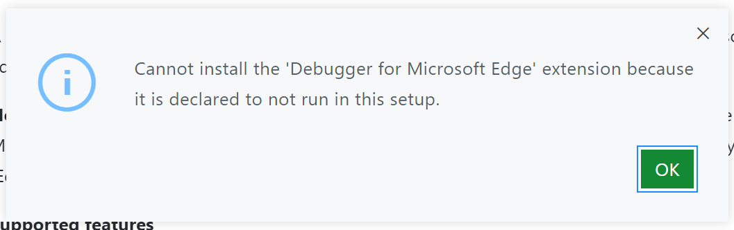 Improve Info Dialog when an extension cannot be installed in VS Code ...