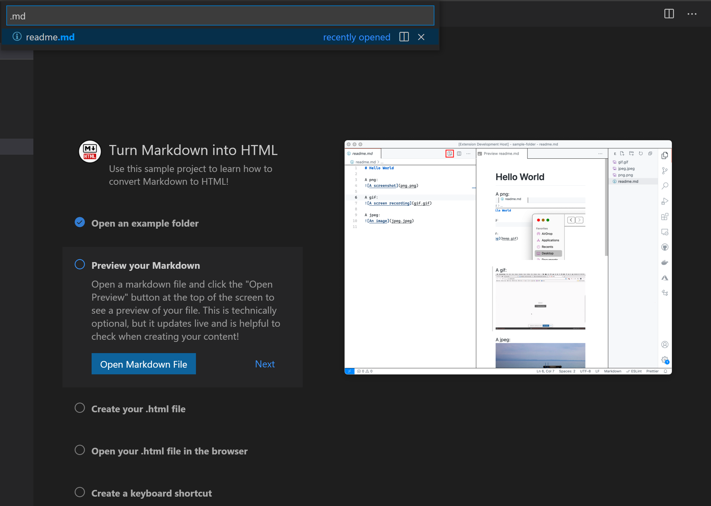 Extension contribution in getting started page didn't get checked off ...