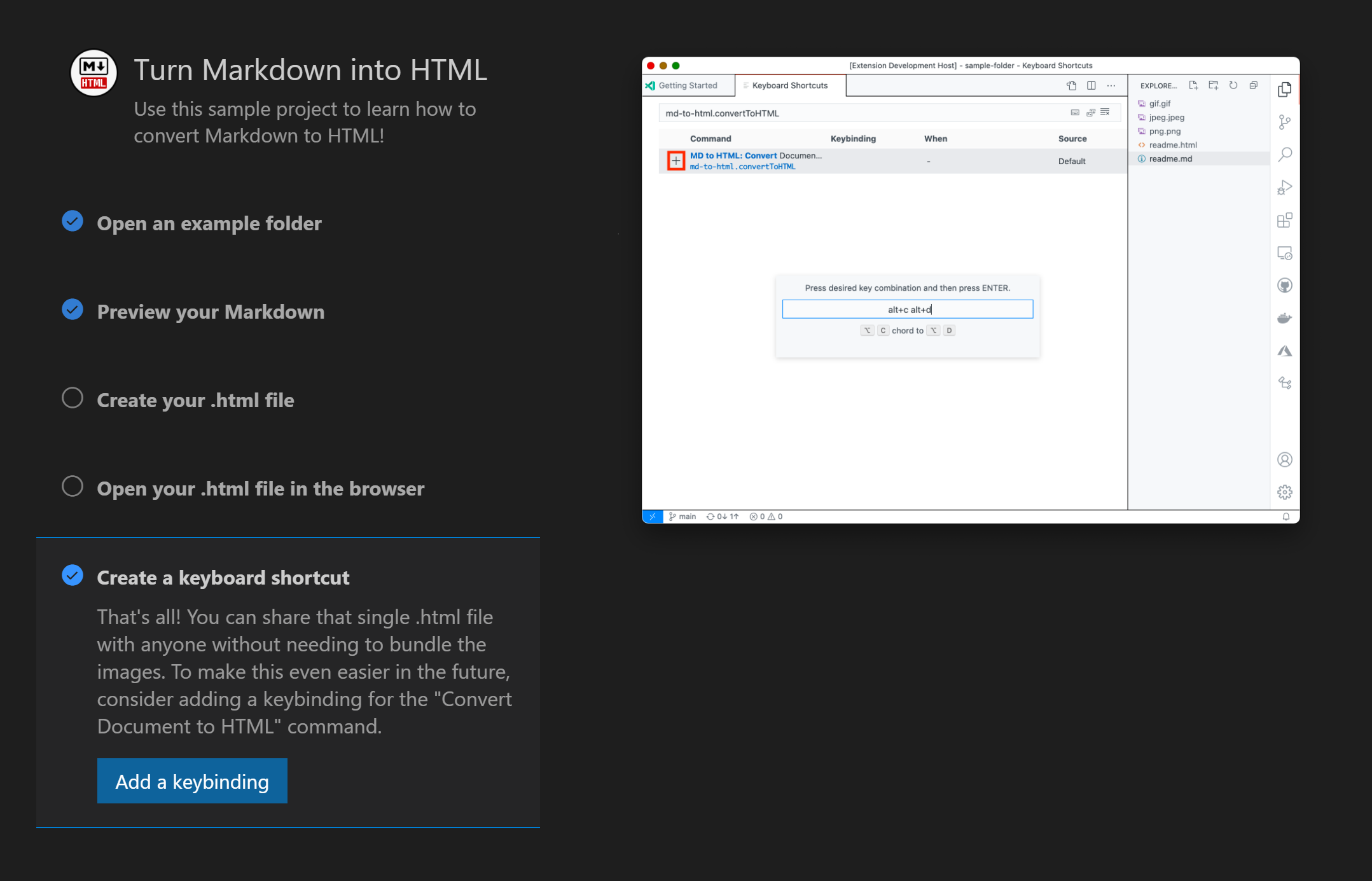 Extension contribution in getting started page didn't get checked off · Issue #119697 ...