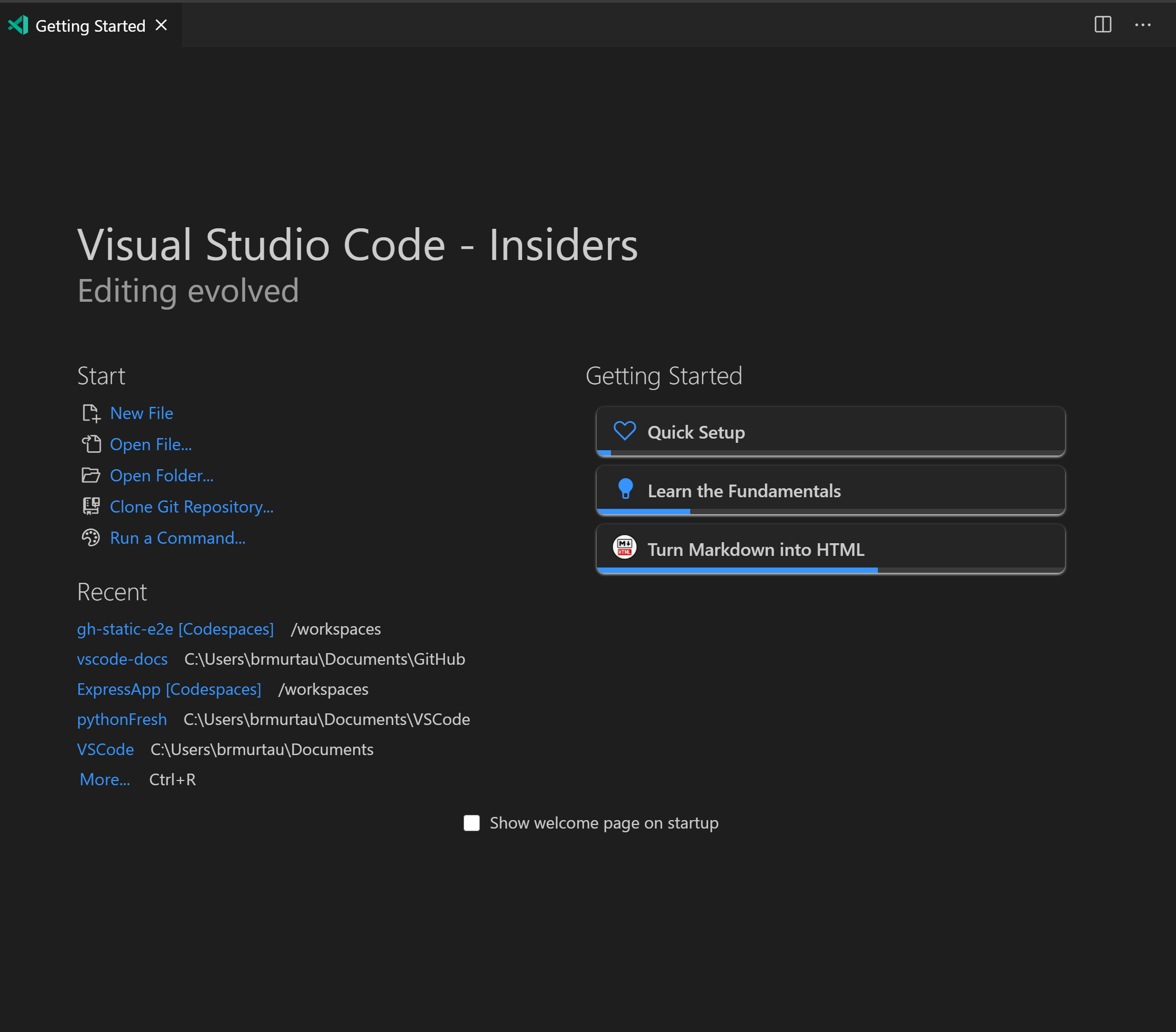 Getting Started: Reset Progress doesn't seem to do anything · Issue #119699 · microsoft/vscode ...