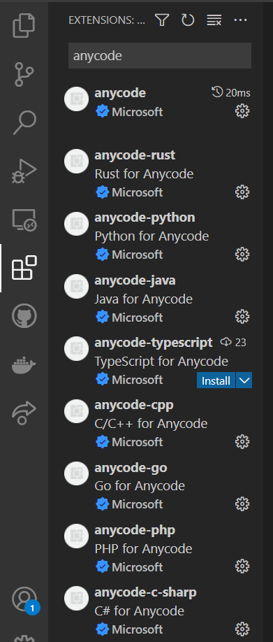 Anycode Typescript Not Installed And Showing Up Randomly On The Extension Pack Tab · Issue