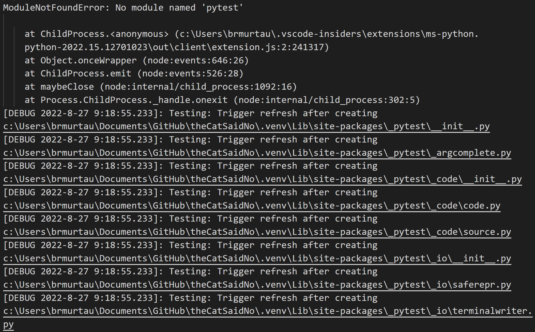 Repeated `No module` in logs · Issue #19893 · microsoft/vscode-python · GitHub