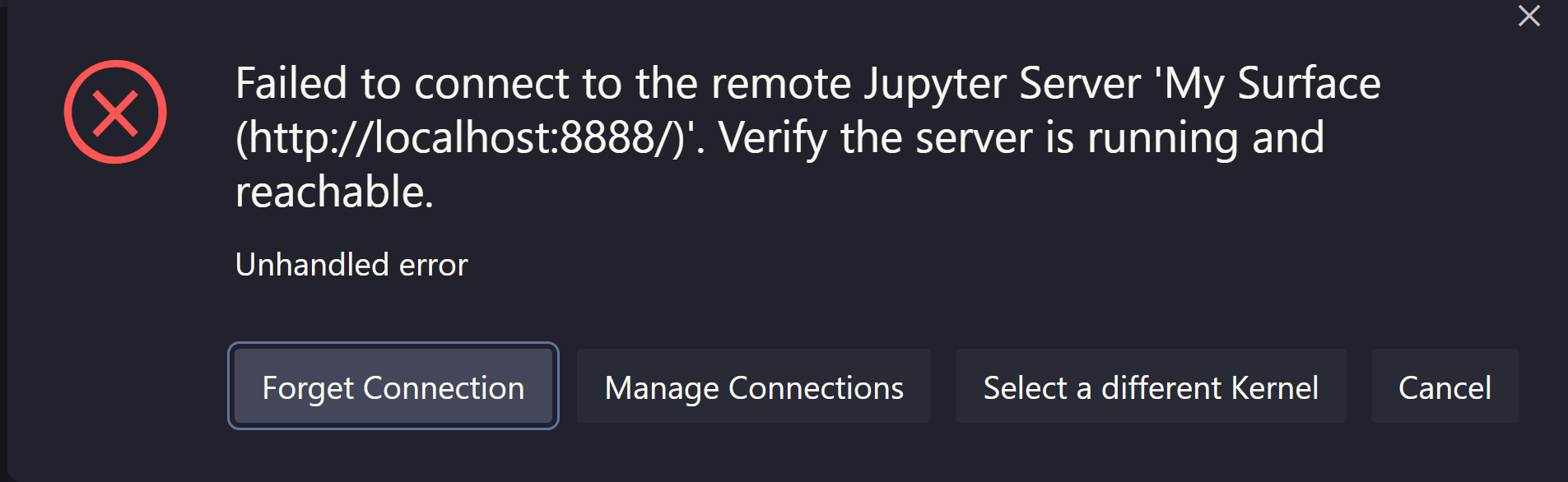 "Unhandled error" when I try to run code · Issue #13601 · microsoft/vscode-jupyter · GitHub