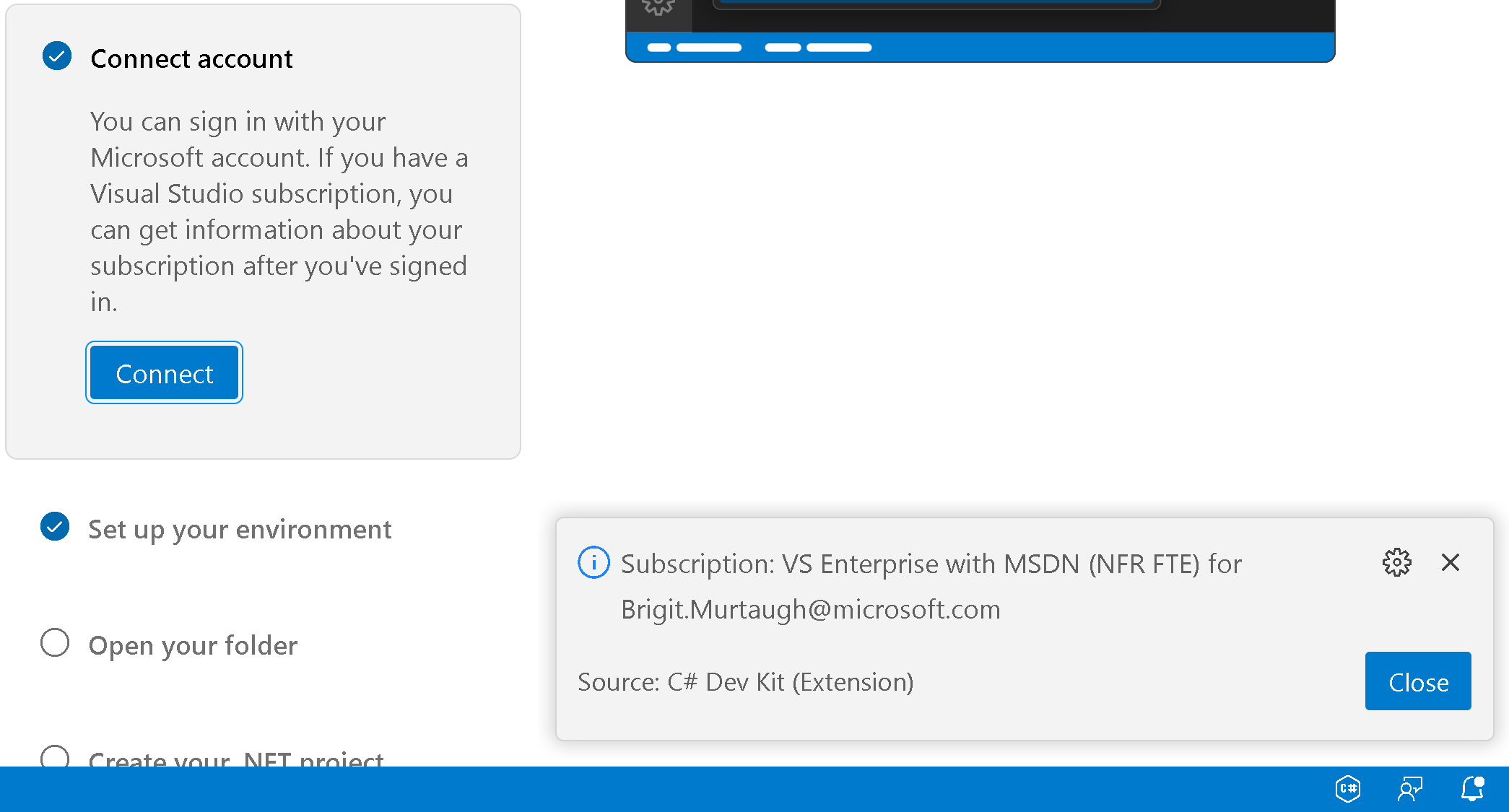 [BUG] Stuck signing in · Issue #124 · microsoft/vscode-dotnettools · GitHub