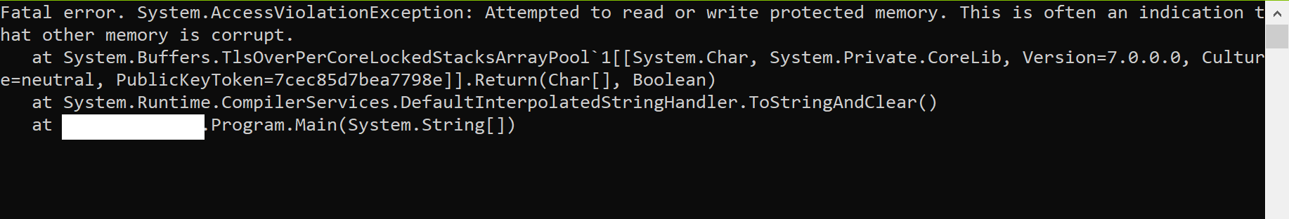 Systemaccessviolationexception Int128 Tostring Invalid Memory Reads And String Interpolation