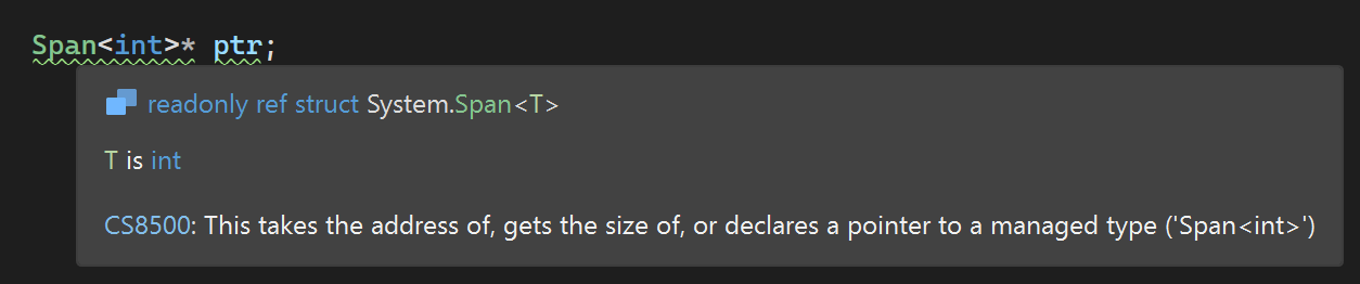 Possible Bug Typedreference And Other Restricted Types Don T Generate Warning Cs8500