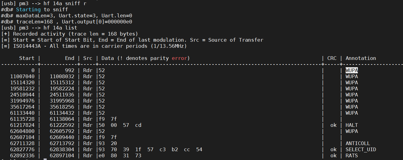 "hf 14a list" could not sniff traffic from card · Issue #683 ...