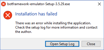 Unable to install botframework emulator both 3.5.28 and 3.5.29 versions · Issue #250 · microsoft ...