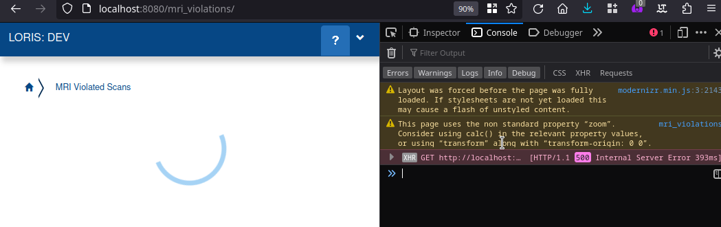 [DICOM Archive] Access to MRI Violations error 500 · Issue #8705 · aces/Loris · GitHub