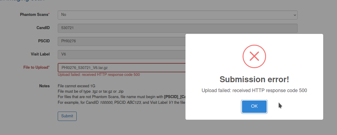 [imaging uploader] error 500 when uploading file bigger than 1 GB · Issue #8707 · aces/Loris ...