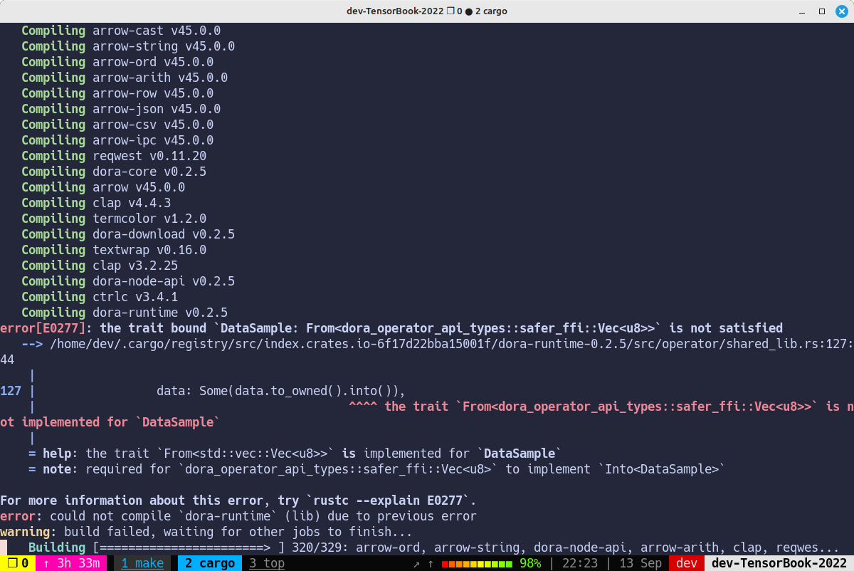 error[E0277]: the trait bound `DataSample: From ` is not satisfied · Issue #355 · dora-rs/dora ...