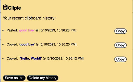GitHub - ChangSuNam/Clipie: Browser extension for clipboard containing recently copied items