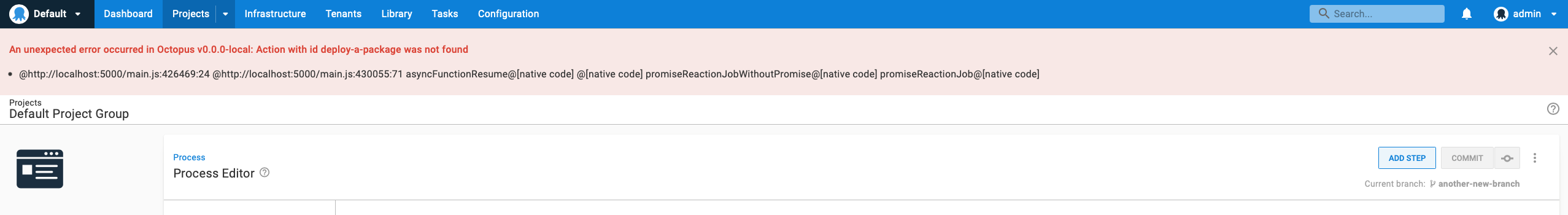 UI error when adding new steps to a new branch · Issue #7799 · OctopusDeploy/Issues · GitHub