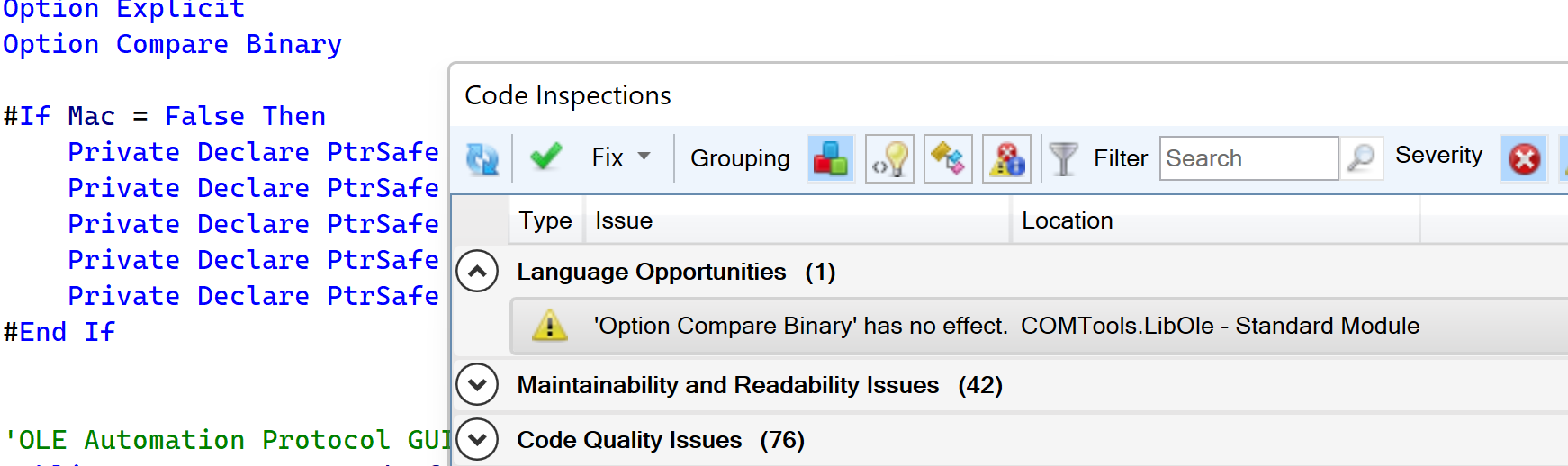 Incorrect Quickfix For Option Compare · Issue 5955 · Rubberduck Vba 