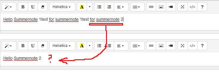 Pasting content via editor.pasteHTML in multiple Summernote elements in Firefox only changes the ...