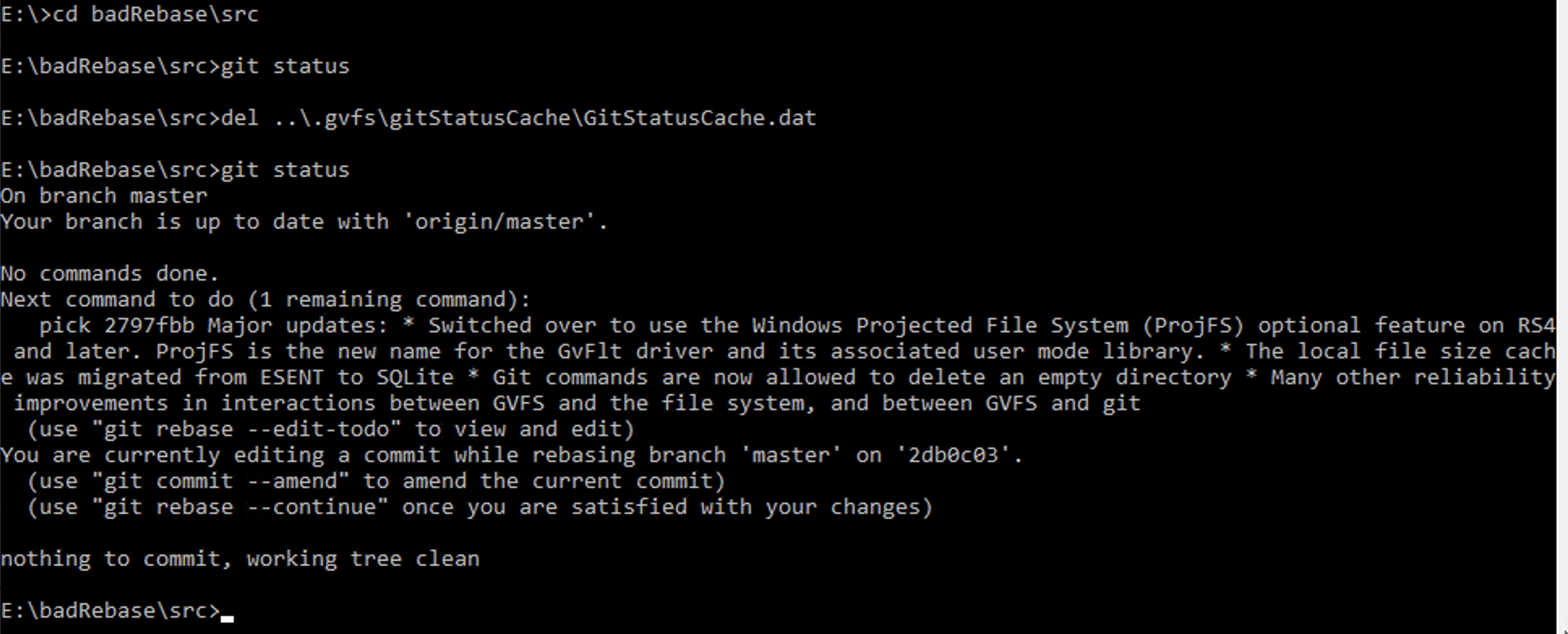 Windows: 'git status' has no output if interactive rebase is interrupted · Issue #1427 ...