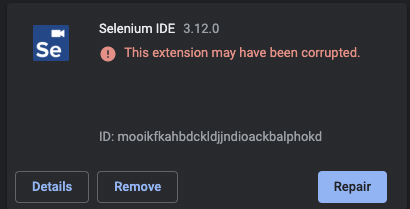 Extension becomes corrupted · Issue #782 · SeleniumHQ/selenium-ide · GitHub