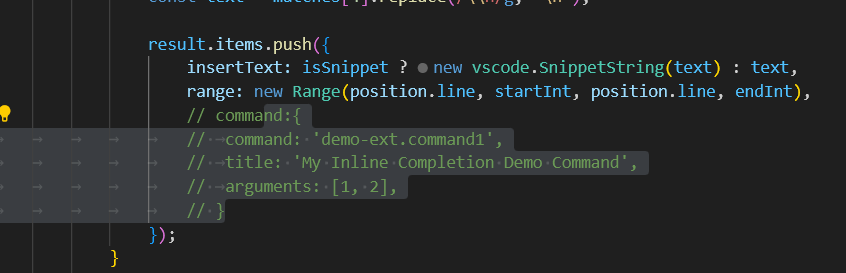 InlineCompletion Not Triggered on accepting when "command" option provided to ...
