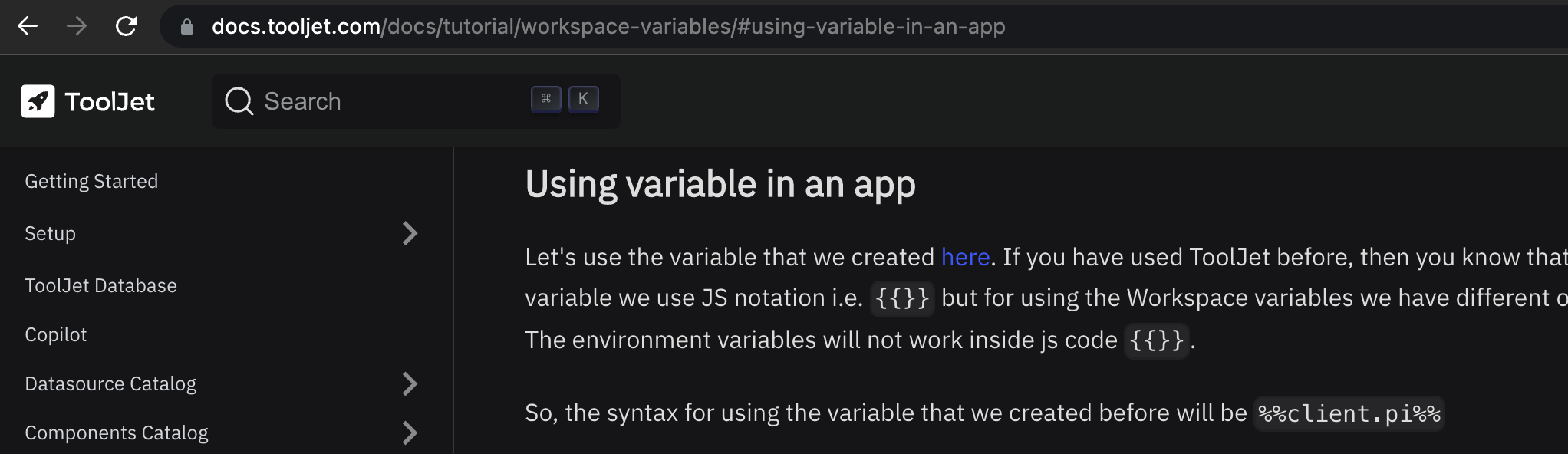 Docs Fix The Broken Link In Workspace Variables Doc · Issue 6523 · Tooljettooljet · Github 