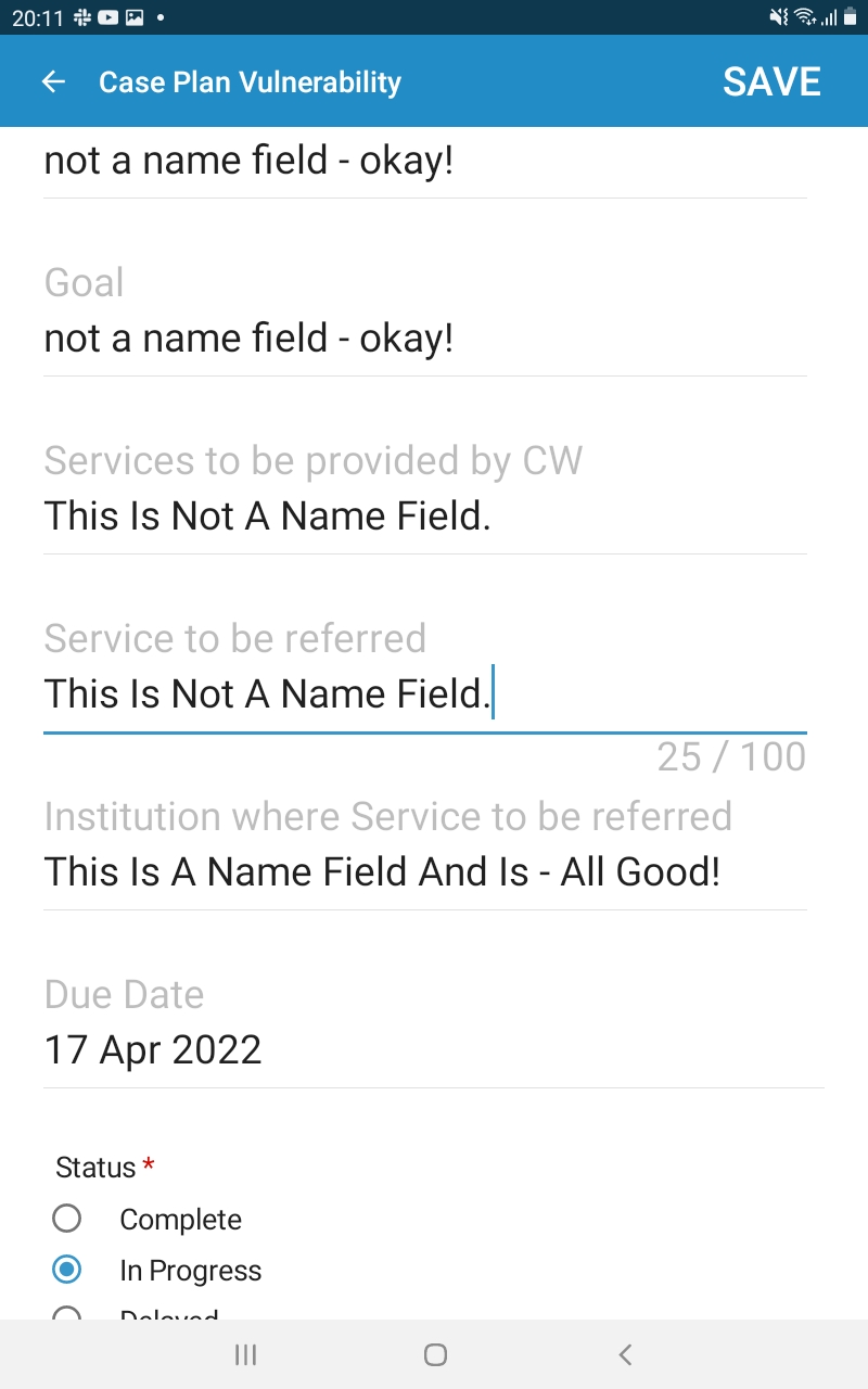 Correct how the keyboard responds to the fields in VCA Case Plan ...