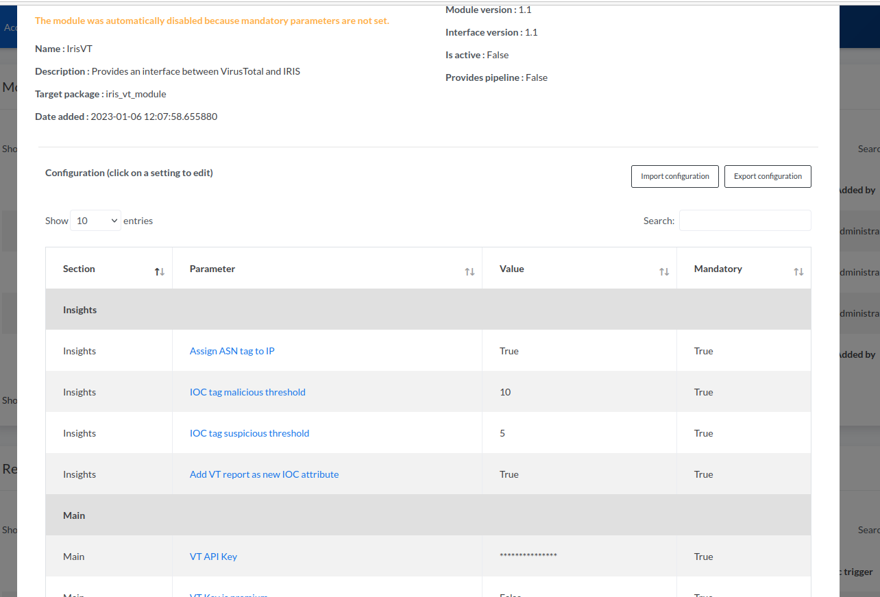 Fr Show Which Module Parameters Are Missing To Enable · Issue 163 · Dfir Irisiris Web · Github