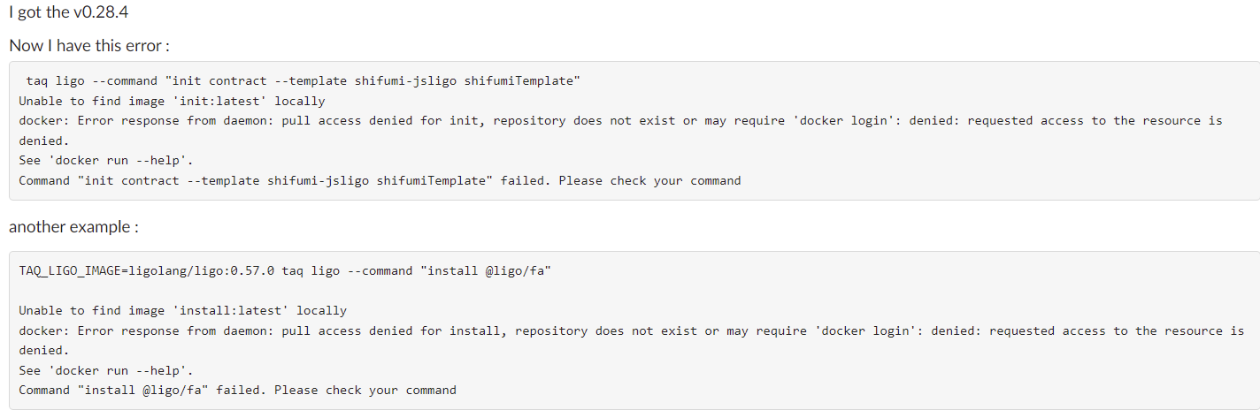 🐛 Bug on last version v0.28.4, ligo plugin is broken · Issue #1851 · TezosTaqueria/taqueria · GitHub