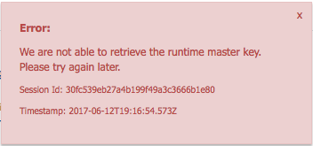 Getting error: "We are not able to retrieve the keys for function ...