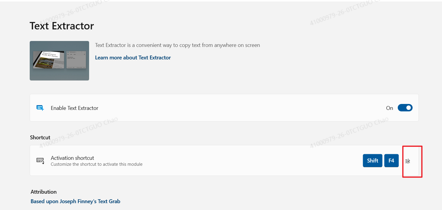 abnormal chars appears in some places in the Powertoys interface ...