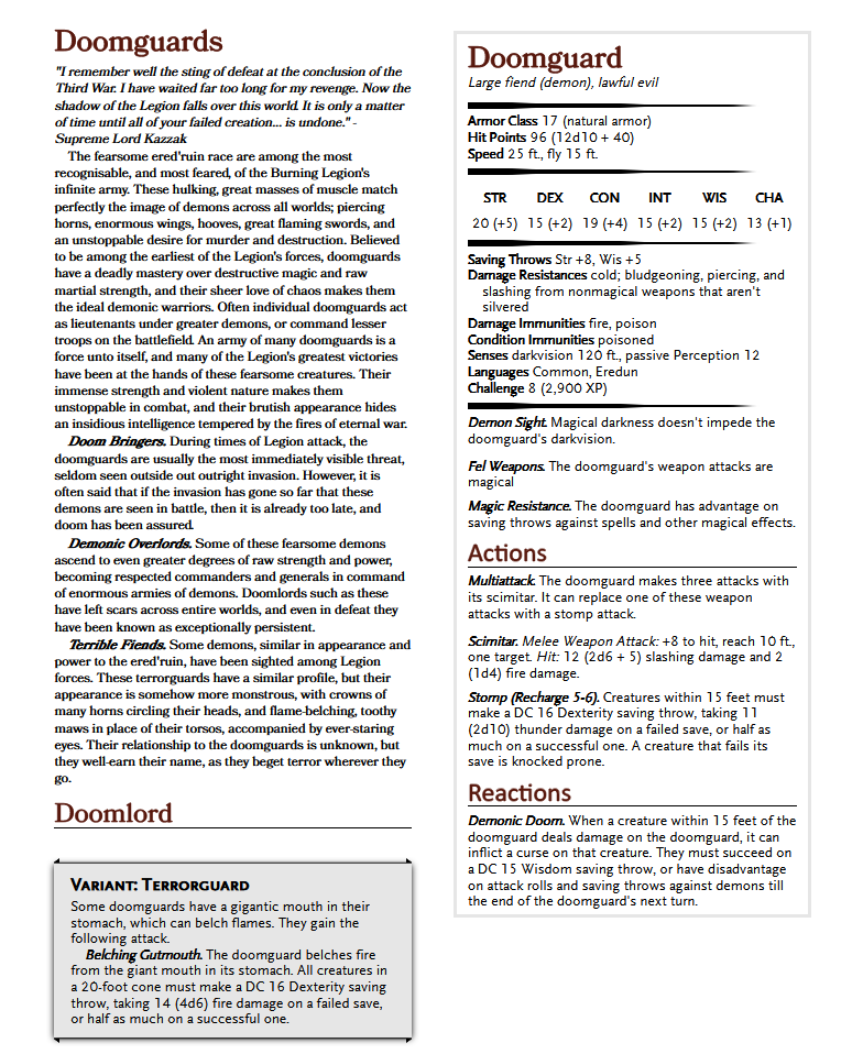 MM 3.0 Demons: Doomguard variant Terrorguard has a strange action economy. · Issue #849 · WC5E ...
