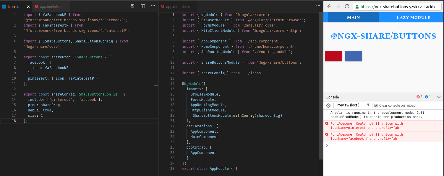 Could not find icon (StackBlitz Attached) · Issue #419 · MurhafSousli/ngx-sharebuttons · GitHub