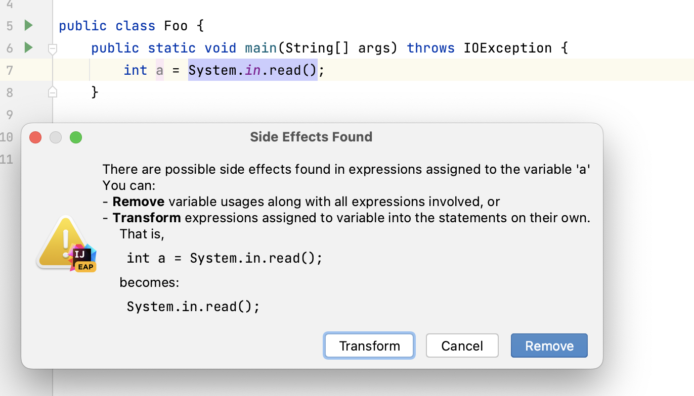 Analyze If Code Is Pure To Safely Drop It By `remove Variable` Quick Fix · Issue 9075