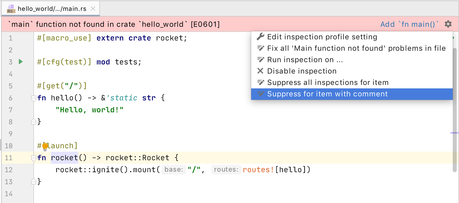 Provide a way to suppress file level inspection annotations · Issue ...