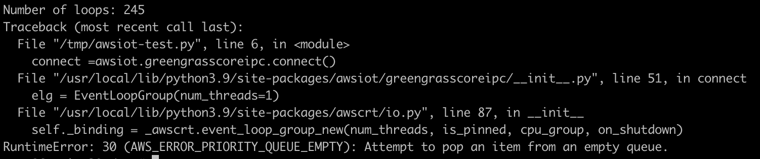 Runtimeerror Awserrorpriorityqueueempty Occurs After 245 Connection Calls To